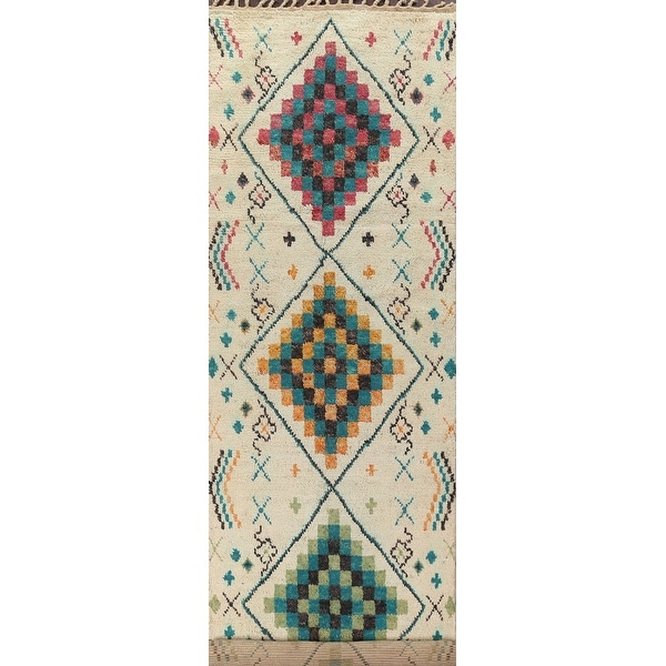 Geometric Oriental Moroccan Wool Runner Rug Handmade Staircase Carpet ...