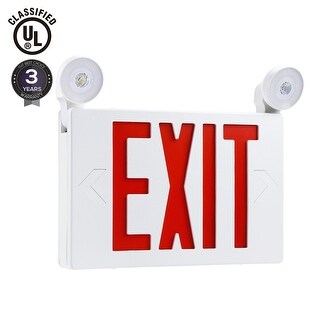 Red LED Exit Sign, Emergency Light, AC 120V/277V, Battery Included ...