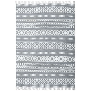 Grey Geo Cotton Reversible Rug - Bed Bath & Beyond - 34200477