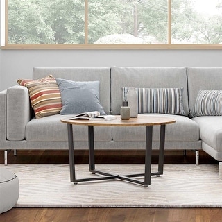 VASAGLE ALINRU Round Coffee Table, Industrial Style Cocktail Table ...