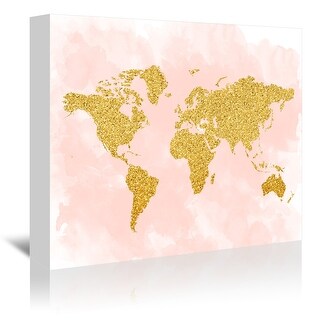 Americanflat - 8" x 10" World Map 4 by Peach & Gold Wrapped Canvas Wall ...
