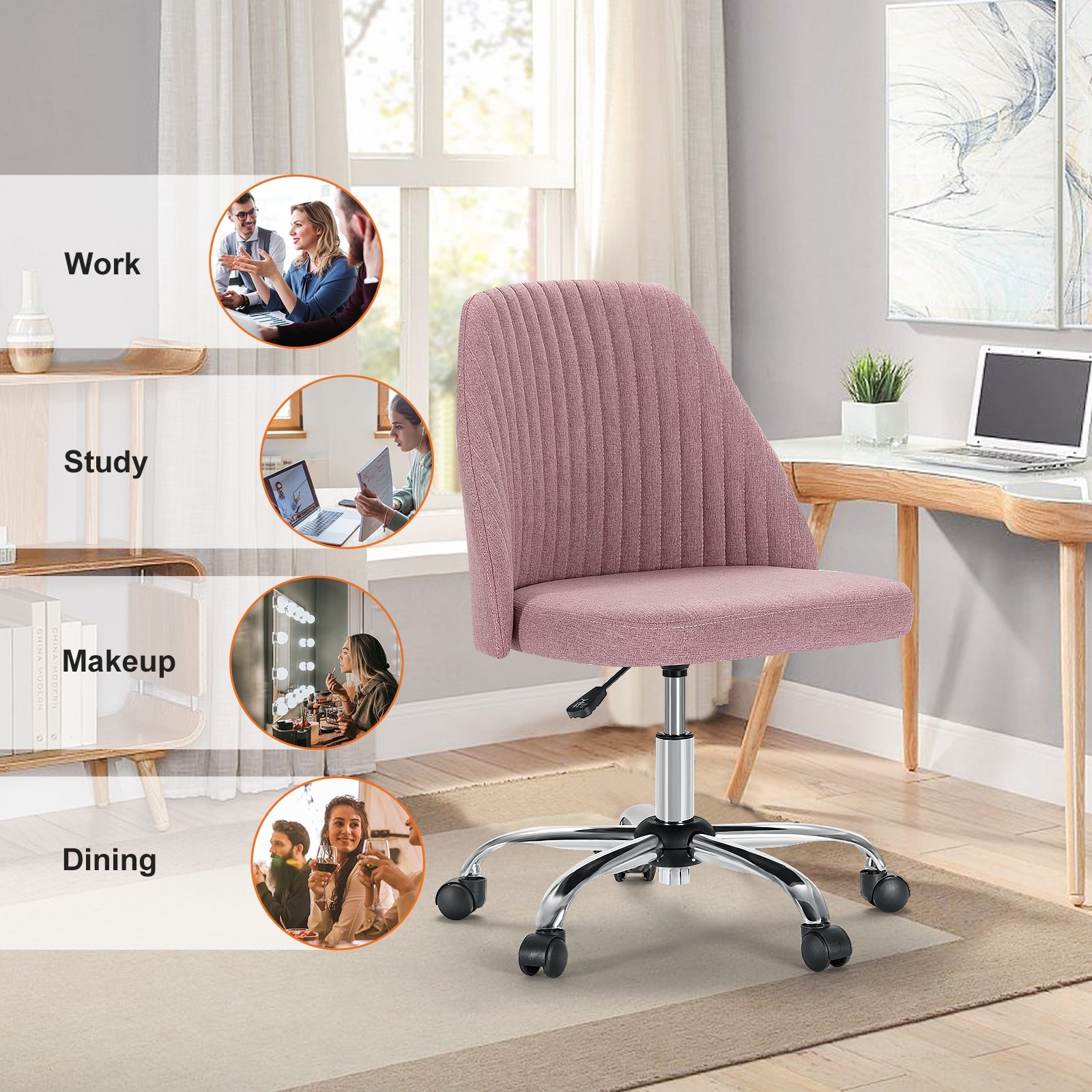 Vanity chair with casters store