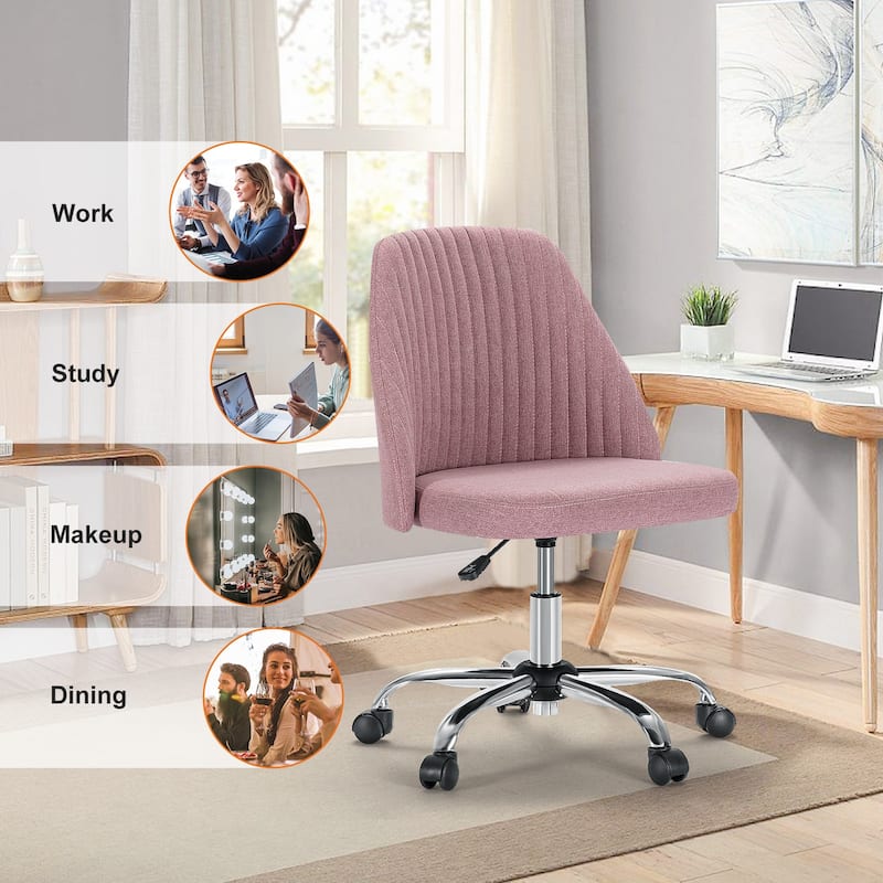 Armless Home Office Desk Chair with Wheels Adjustable Swivel Task ...