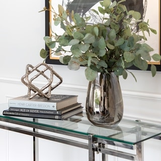 8" Square Orb Decor Contemporary Abstract Metallic Silver Metal ...