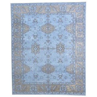 Wahi Rugs Hand Knotted Oushak Tribal Overdye Ziegler Silver Wash 8'0 ...