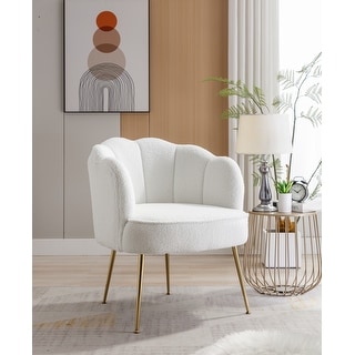 Teddy Fabric Armchair, Shell Shape Accent Chair with Gold Legs for ...