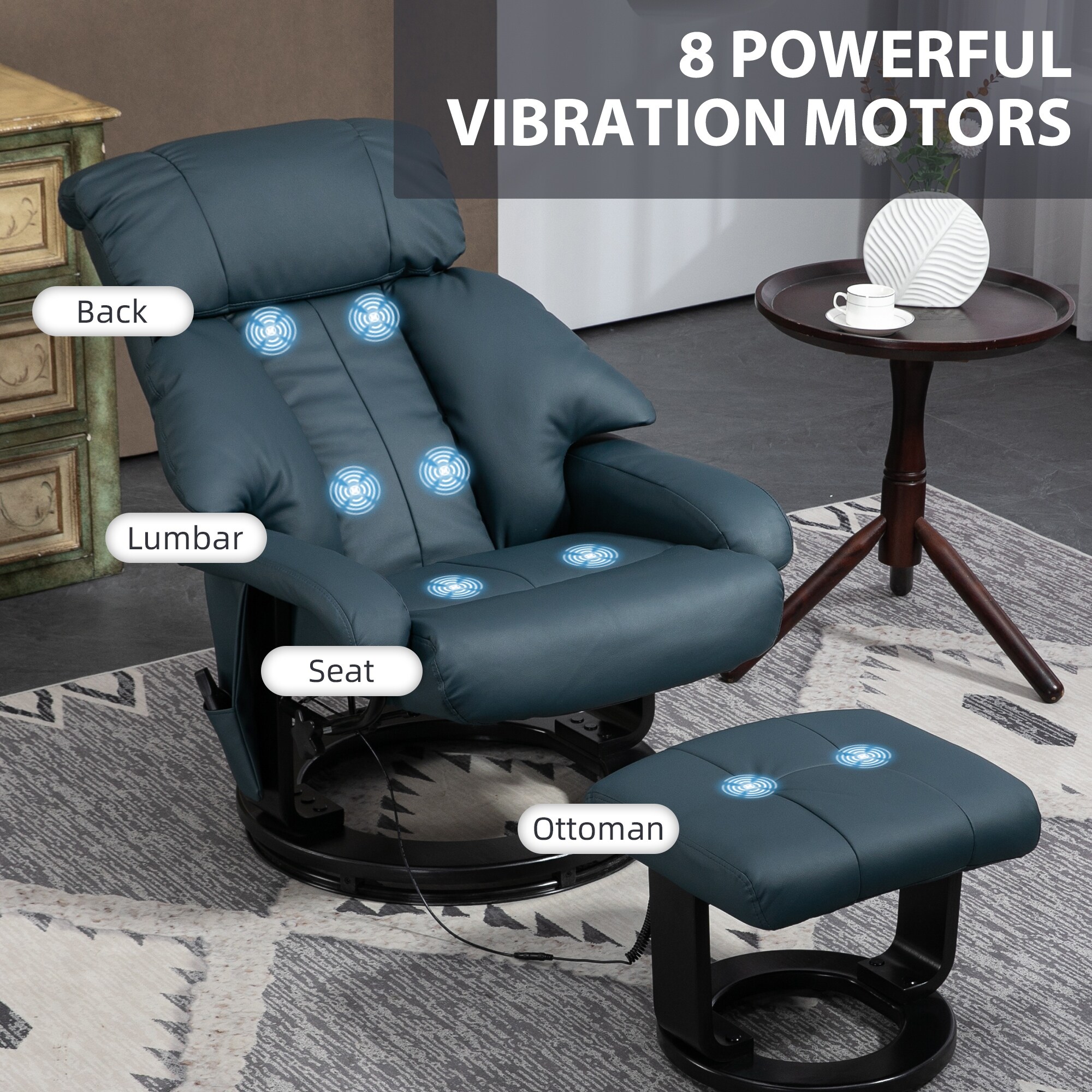Reclining massage chair with ottoman store
