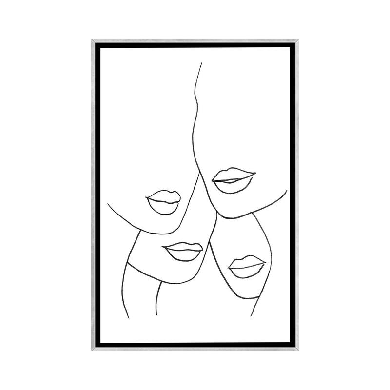 iCanvas "Female Lips Line-Art" by Whales Way Framed - Overstock - 37645738