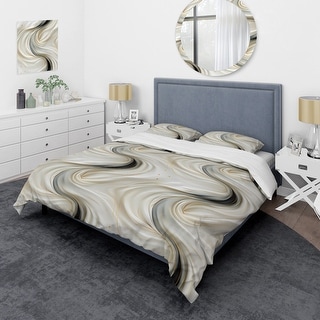 Designart "Glamorous Gold And White Marble Pearl Opulence I" Black Glam ...