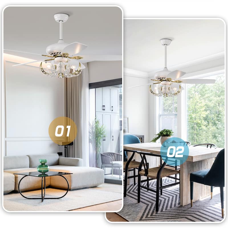 Keazile 52 in. indoor Ceiling Fan with Remote Control and Reversible ...