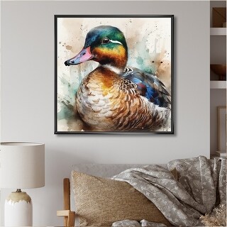 Designart "Magnificent_Male Duck Ii" Animal Duck Framed Canvas Wall Art ...