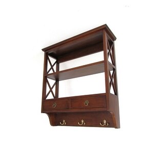 Wooden Wall Mounted Display Rack with 2 Drawers, Brown - Bed Bath ...
