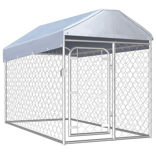 Outdoor Dog Kennel with Roof 78.7"x39.4"x49.2" - Silver - Bed Bath ...