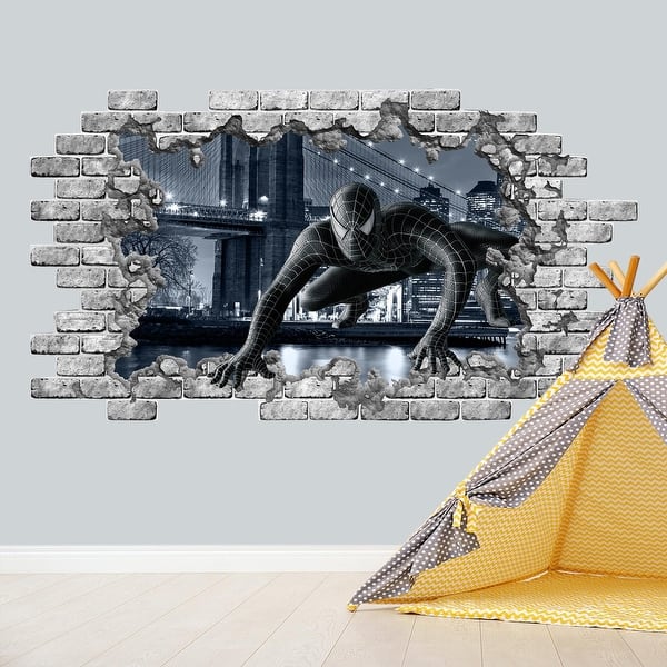 Movie Comics Decal Superhero Poster 3d Window Hole in Wall Decor - Bed ...