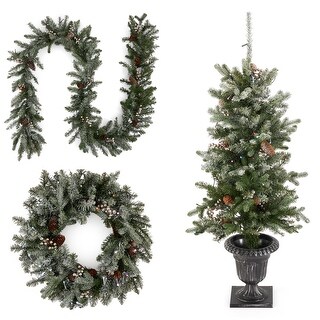 National Tree Company Snow Morgan Spruce Prelit 4' Tree, 9' Garland ...
