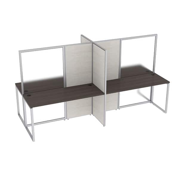 4-Person Private Call Center Cubicles Straight Desk Workstation 2x5x65 ...