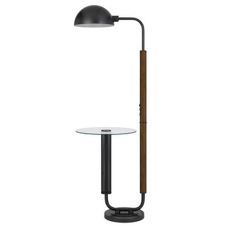 100W Keyser metal / rubber wood floor lamp with glass tray table and ...
