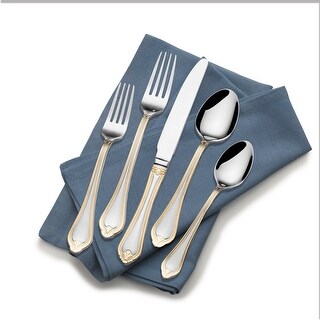 St. James Gold Accent Sherbrooke 18/10 Stainless Steel 80 pc Flatware ...