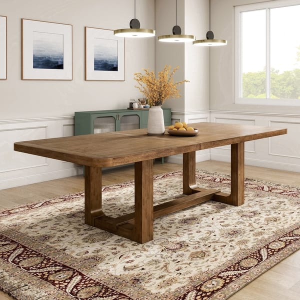 Furniture of America Leopold Chestnut 108-inch Wood Extendable Dining ...