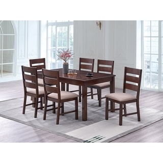 7-Piece Dining Set with Melamine Table Top and 4 Fabric Cushion Seats ...