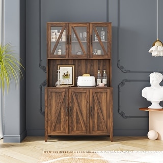 Large Kitchen Pantry Storage Cabinet with Glass Doors - Bed Bath ...