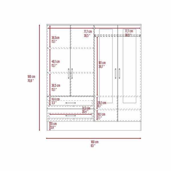 Black Rock 2-Drawer Large Armoire with Mirror Doors Black Wengue and ...