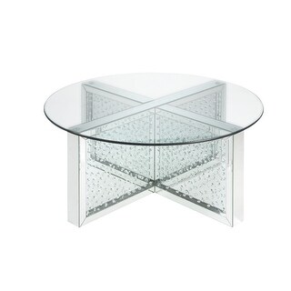 40" Silver And Clear Glass Round Top Bling Base Coffee Table - Bed Bath ...