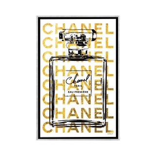 iCanvas "Perfume Bottle With Gold Writing" by Amanda Greenwood Framed ...