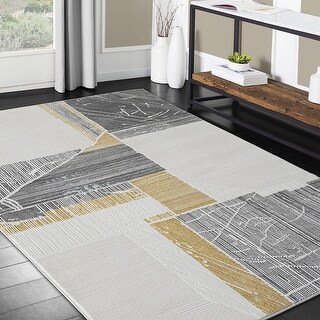 HR Premium Super Soft Polyester Abstract Area Rug with Monochromatic ...