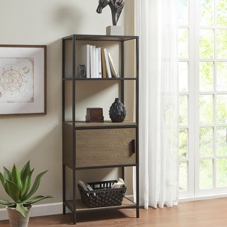 Madison Park Darley Grey 3-Shelf Bookcase with Storage Cabinet - Bed ...