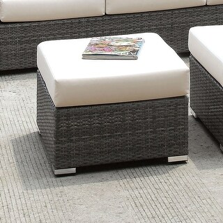 Pyle Contemporary Faux Wicker Small Ottoman by Furniture of America ...