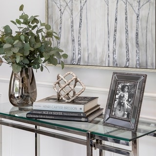 7" Square Orb Decor Contemporary Abstract Metallic Silver Metal ...