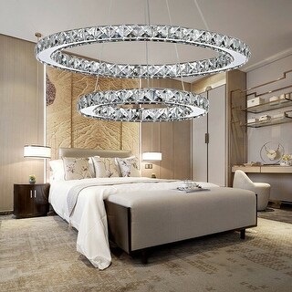 K9 Crystal Galaxy Ring Circle Chandelier LED Pendant Ceiling Fixture ...