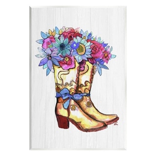 Stupell Vivid Floral Cowboy Boot Bouquet Wall Plaque Art by Ramona ...