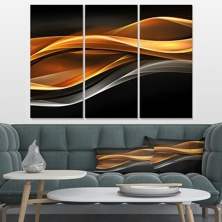 Designart "Gold Silver Inward Lines" Abstract Canvas art print - Bed ...