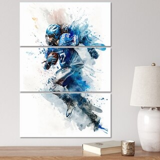 Designart "Football Player On Field Running " Sport Football Canvas Art ...