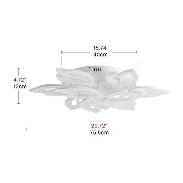 Modern White Multi-Leave Shape Semi Flush Mount LED Ceiling Light for ...