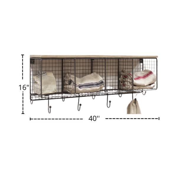 Kalalou Large Wire Mesh Four Horizontal Cubbies With Wooden Top - Bed ...