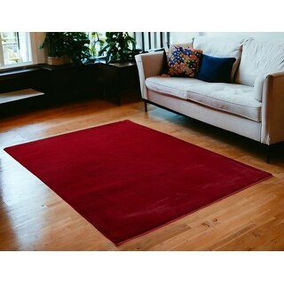 HomeRoots 7' X 10' Burgundy FauX Fur Shag Non Skid Area Rug - 7' X 10 ...