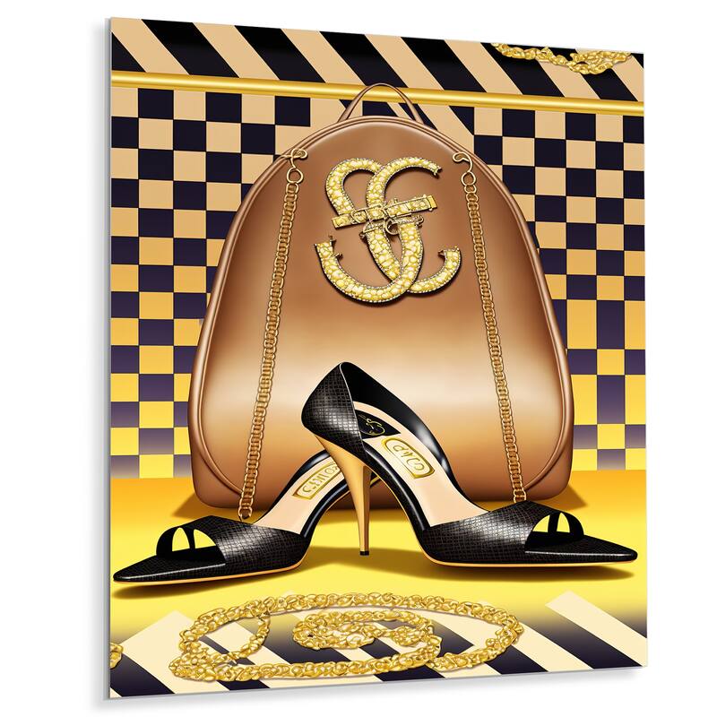 Designart 'Retro Art Deco High Heel Shoe V' Fashion Shoes Metal Wall ...