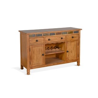 Sunny Designs Wood Buffet with Natural Slate - Bed Bath & Beyond - 39751197