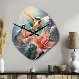 Tropical Flowers with Beautiful Bird - Birds Of Paradise Wall Clocks in ...