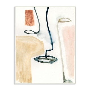 Stupell Abstract Line and Color Block Face Impression Wood Wall Art ...