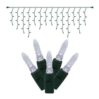 Vickerman 70 Cool White M5 LED Icicle Light on Green Wire, 9' Christmas ...