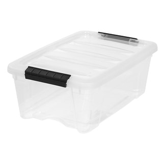 IRIS USA® 12 Quart Plastic Stack & Pull Clear Storage Box with Buckles ...