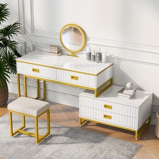 Modern Large Size Dressing Table With Stool and LED Mirror,Makeup Table ...