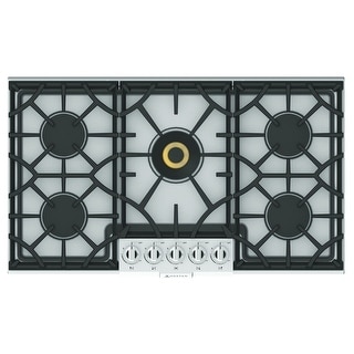 Hestan 36 Inch Wide 5 Burner Gas Cooktop - Stainless Steel - Bed Bath ...