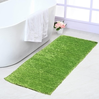 Green 2x5 Feet Long Soft Absorbent Bathroom Bath Mat Shimmer Shag - Bed ...