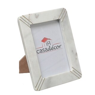 5X7 Marble White With Brass Inlay Picture Frame - Bed Bath & Beyond ...