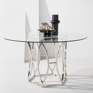SAFAVIEH Couture Shaw 42-inch Glass Top Dining Table - 42" W x 42" L x ...